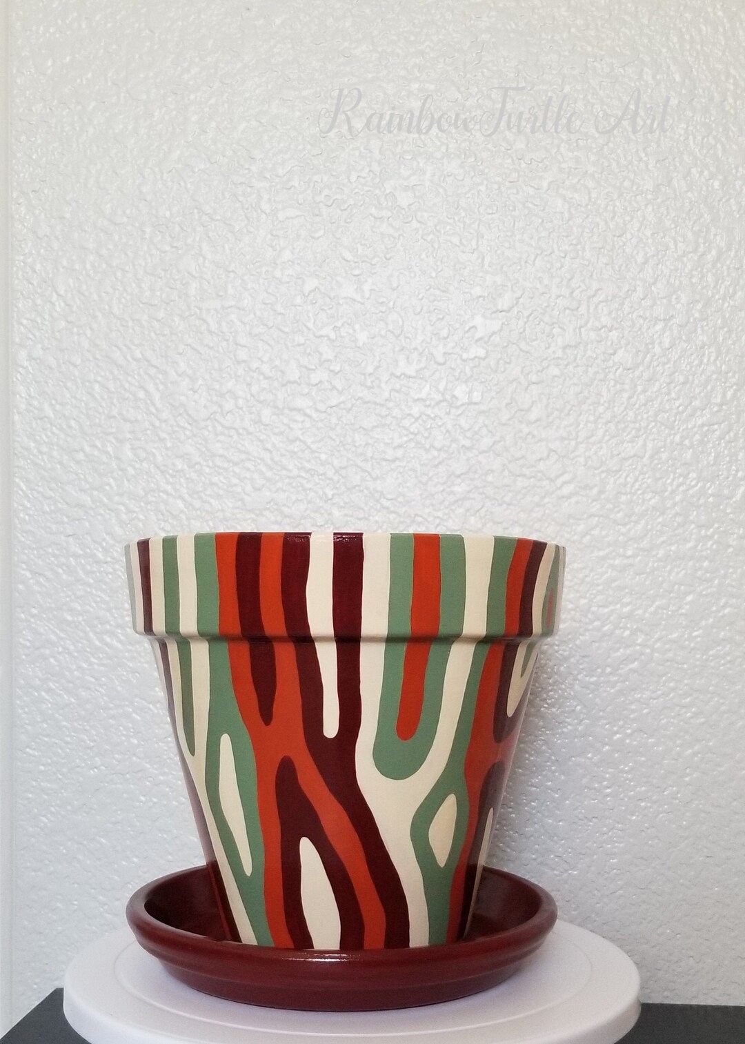 Desert Contours Hand Painted Terracotta Plant Pot With Drainage Hole ...