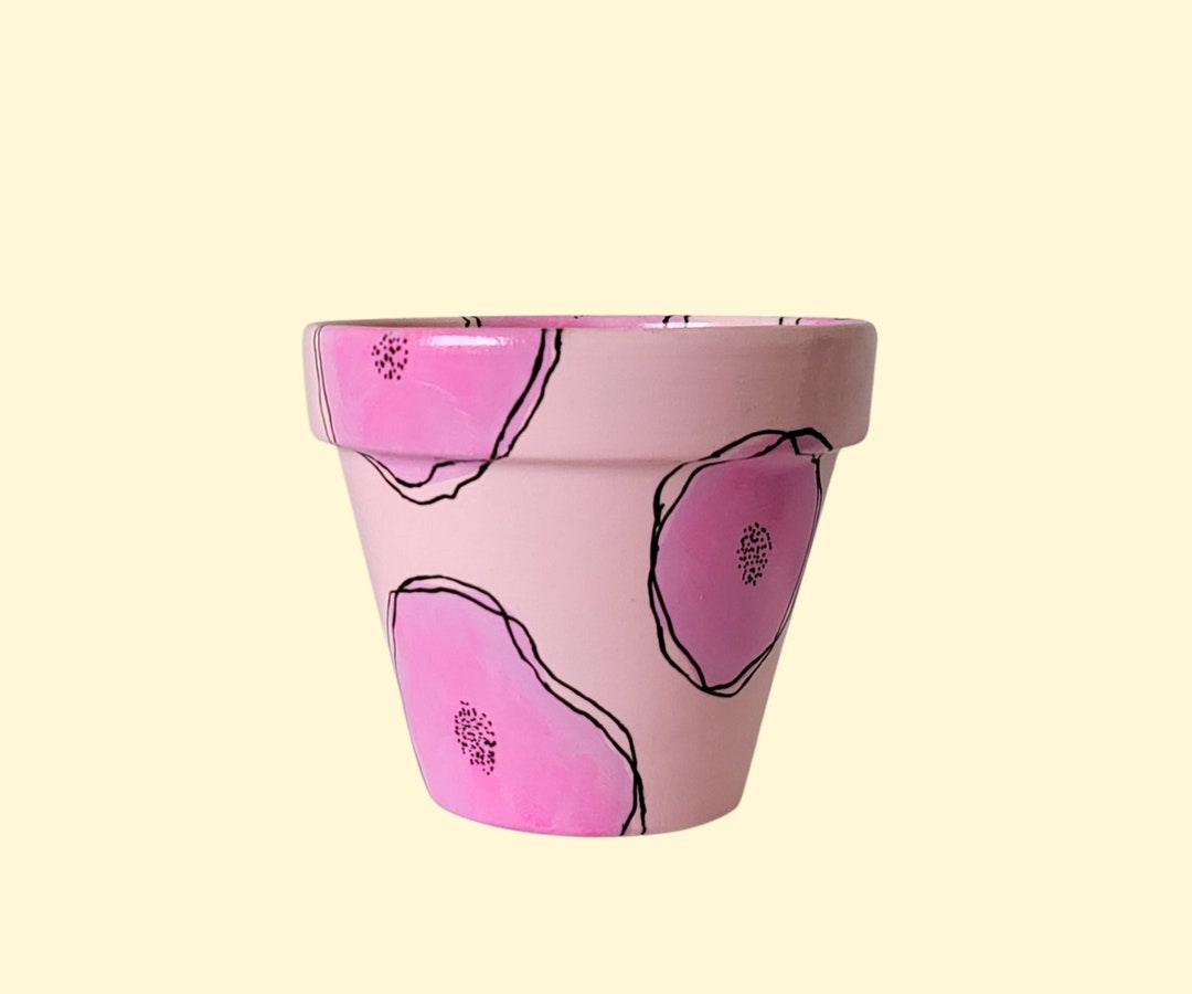 Shades of Pink Hand Painted Terracotta Plant Pot Planter With Drainage ...