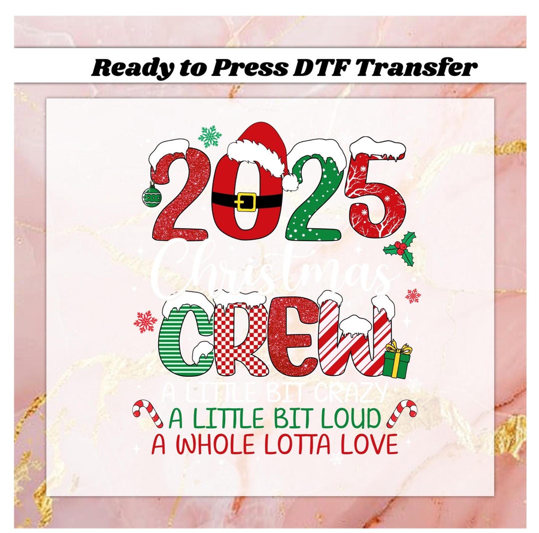 Custom Christmas Crew DTF Transfer, Personalized Family Matching ...