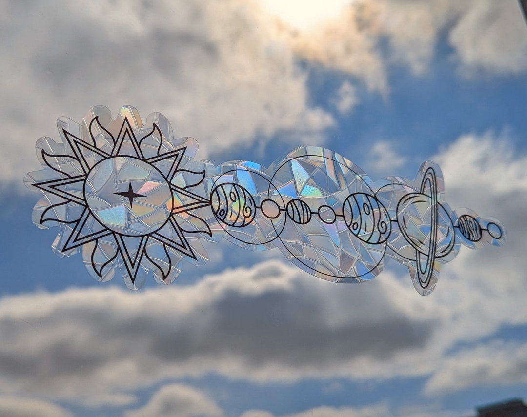 Sun Catcher Window Sticker Solar System Window Decoration Rainbow Foil ...