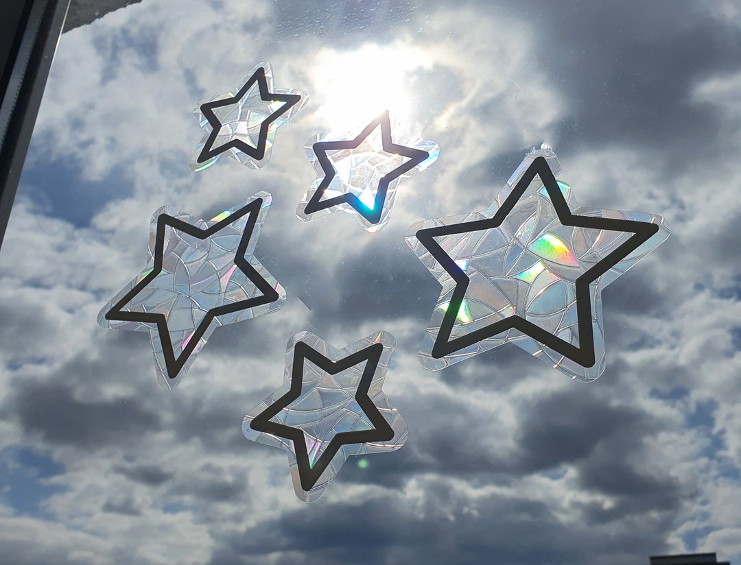 Sun Catcher Sticker Set Star Window Sticker Rainbow Foil - Etsy