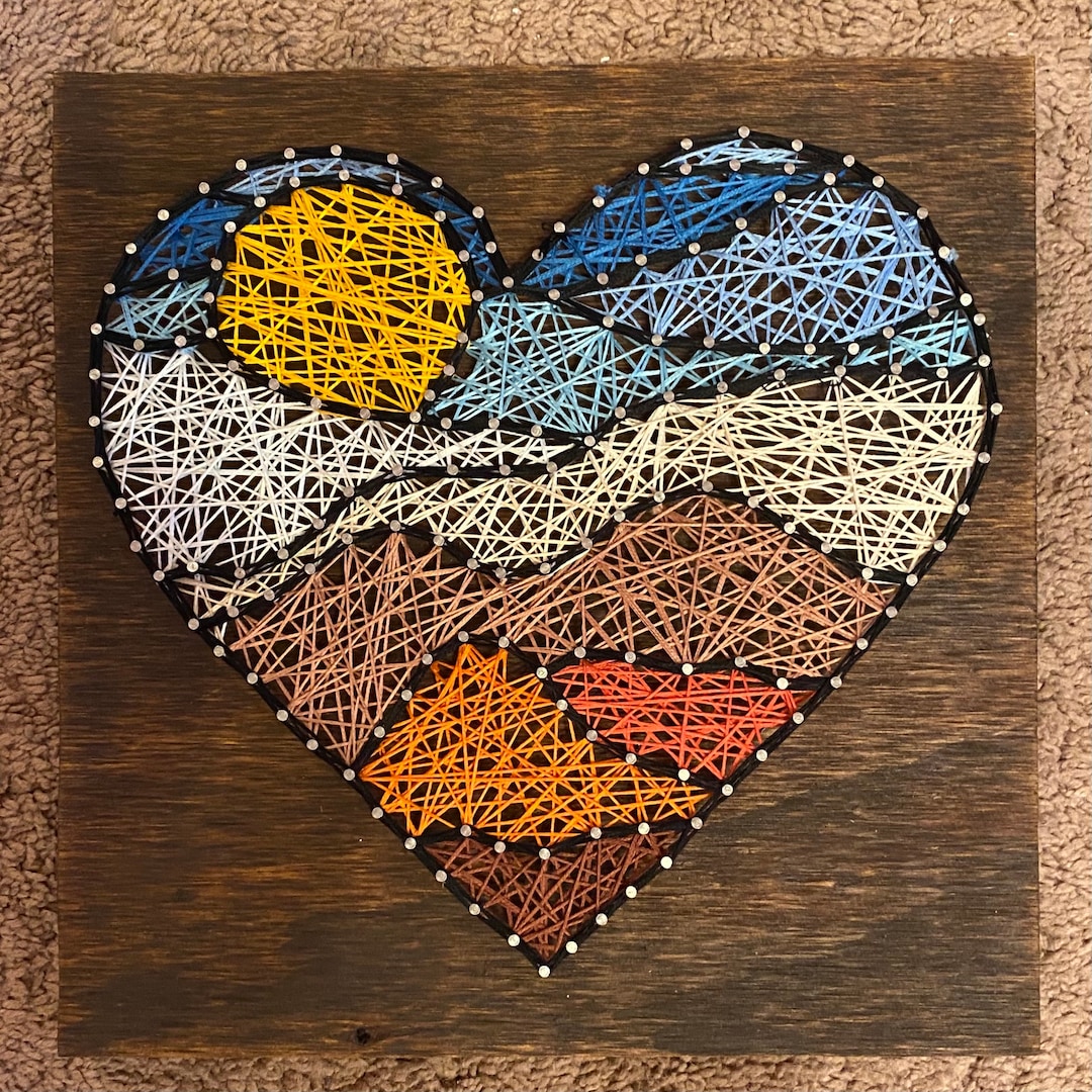 Heart Landscape String Art (customizable) - Etsy