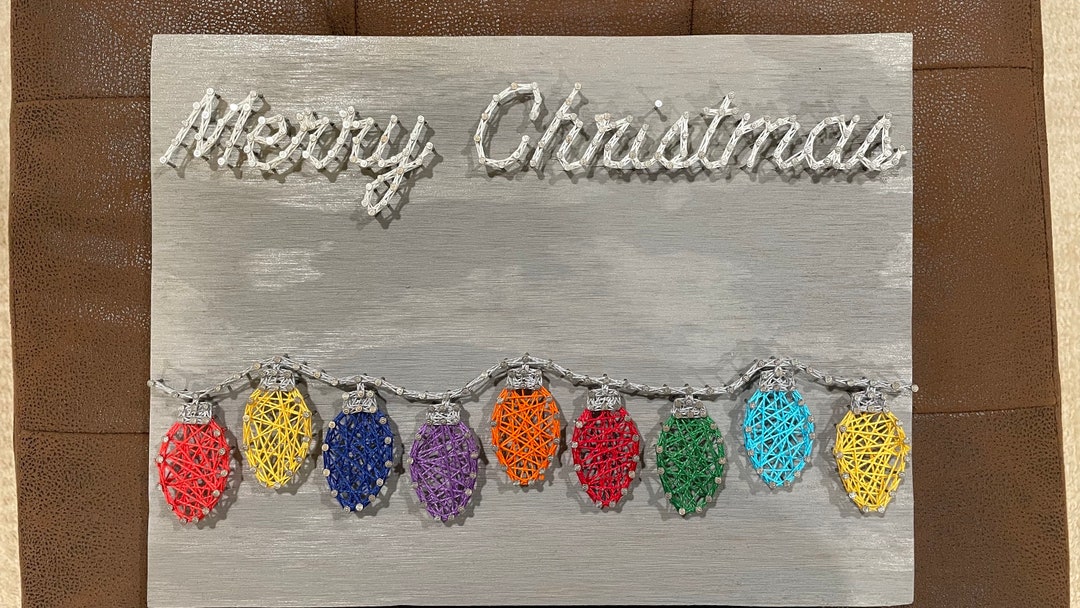 Merry Christmas Lights String Art - Etsy