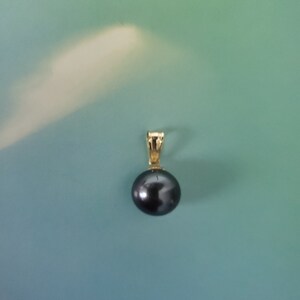14k Solid Gold Fresh Water Pearl Pendant With Black 16 Inches Leather ...