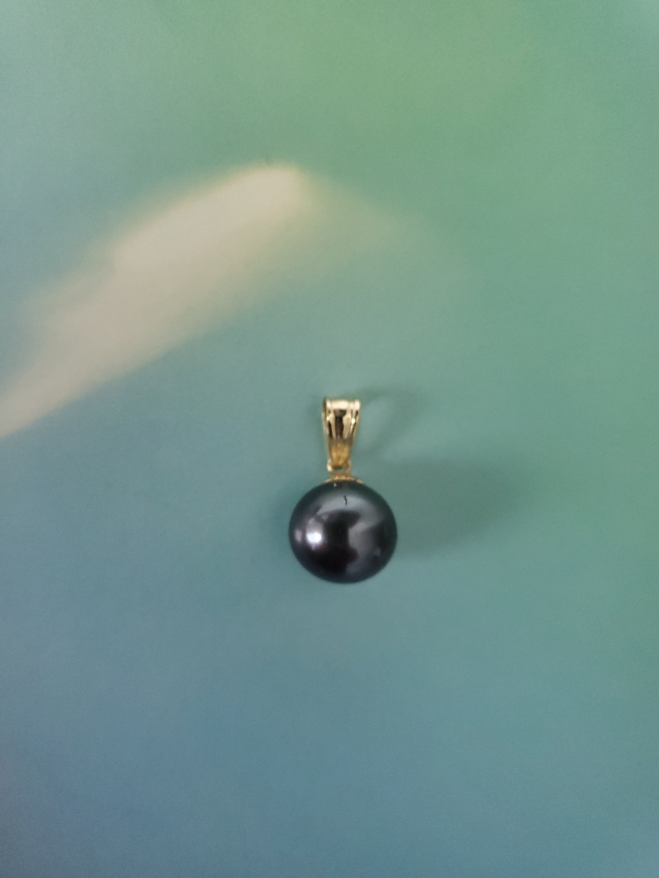 14k Solid Gold Fresh Water Pearl Pendant With Black 16 Inches Leather ...