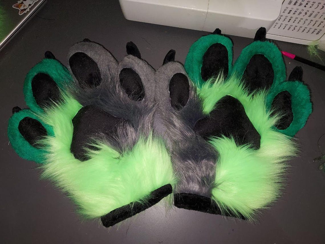 Green Calico Fursuit Paws and Tail. - Etsy