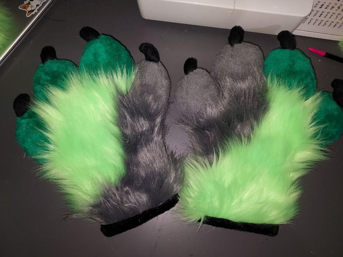 Green Calico Fursuit Paws and Tail. - Etsy