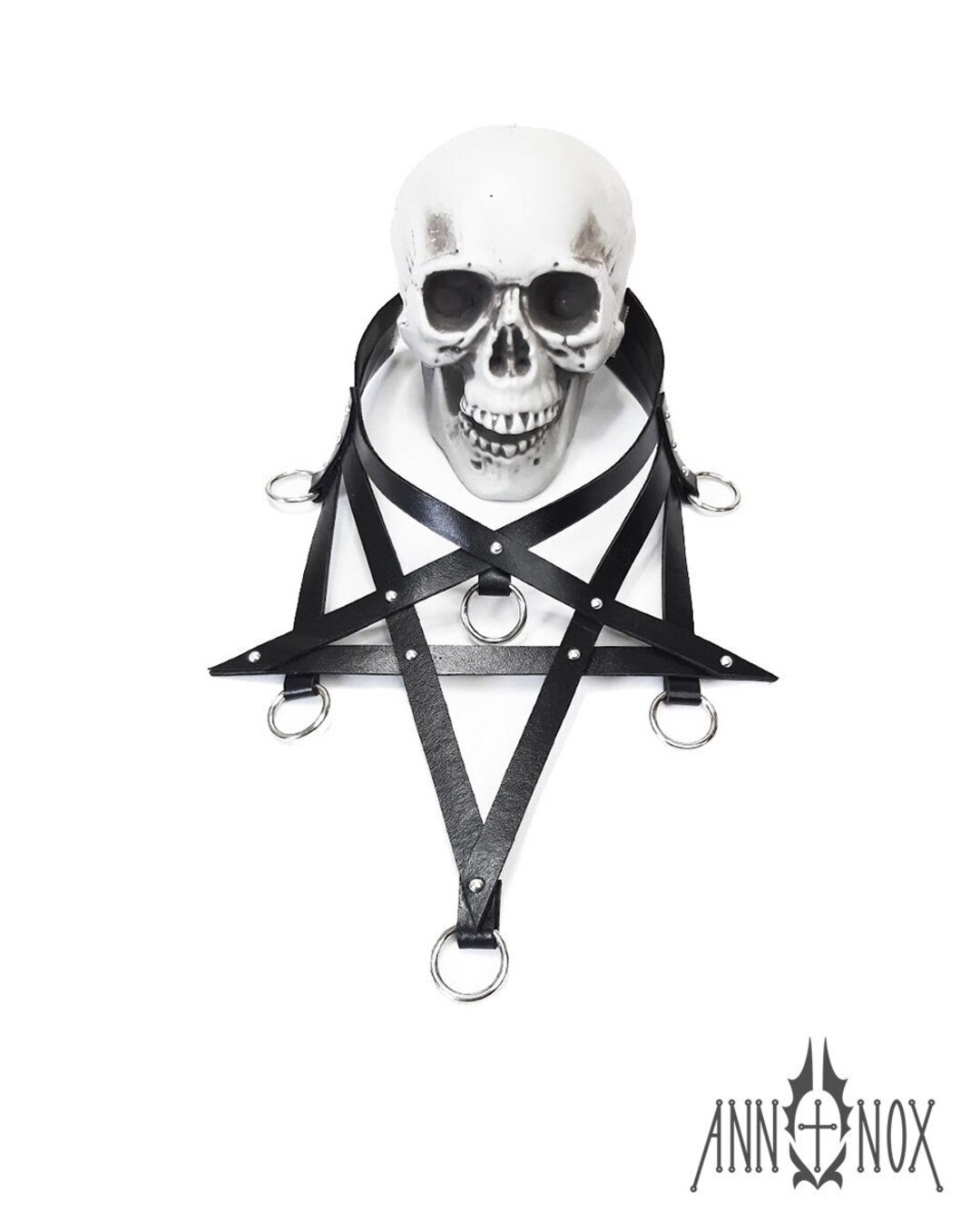 Pentgram Choker Collar With O-rings Gothic Occult Satanic Fetish ...