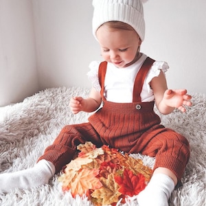 Baby Toddlers Knitted Dungarees Trousers With Suspenders | Toddler ...