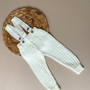Baby Toddlers Knitted Dungarees Trousers With Suspenders | Toddler ...