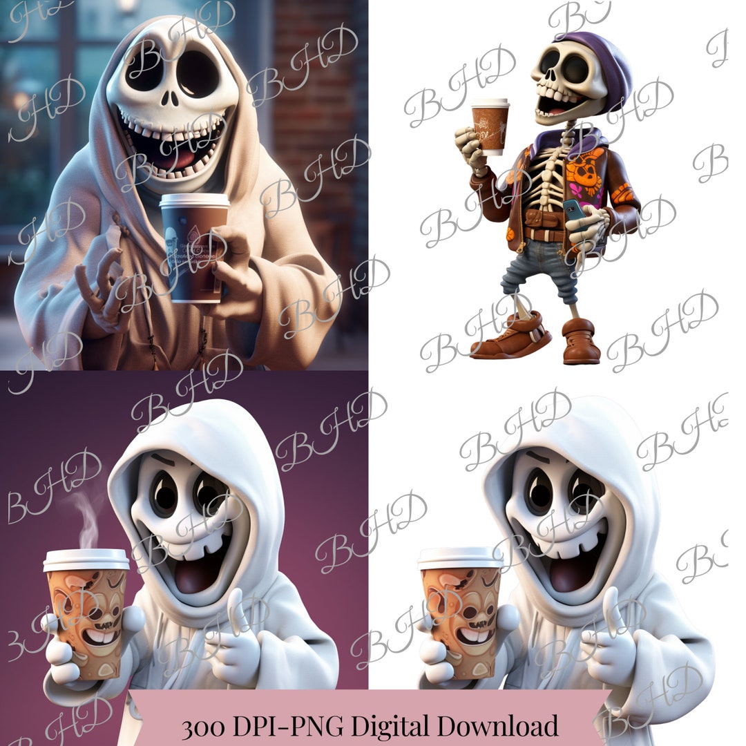 Cute Ghost Png halloween Clipart Bundle Funny Skeleton T - Etsy