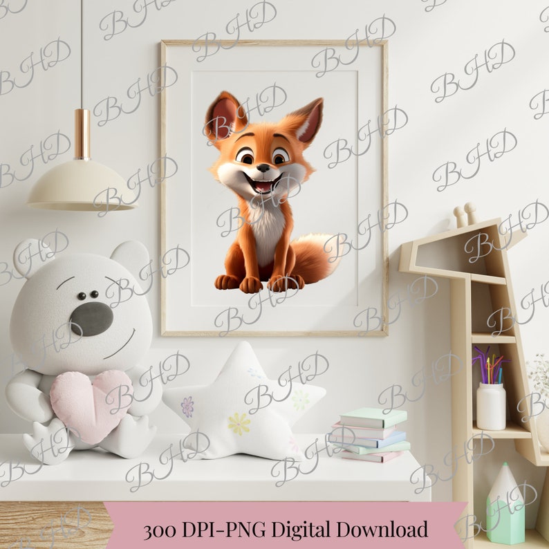 Funny Cute Fox PNG Bundle Digital Crafts Designs Transparent Adorable ...