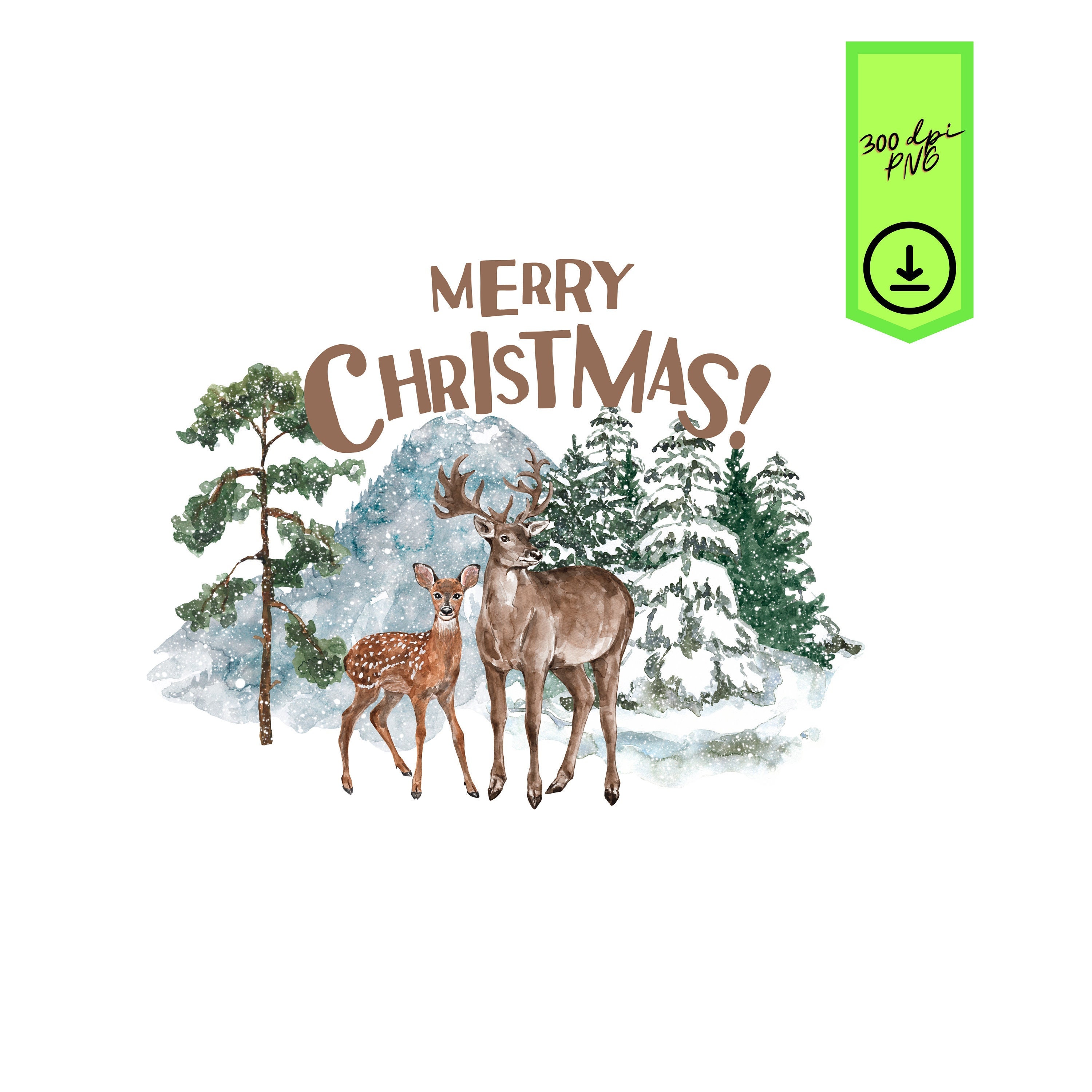 Watercolor Winter Clipart Deer Clipart Winter Forest - Etsy