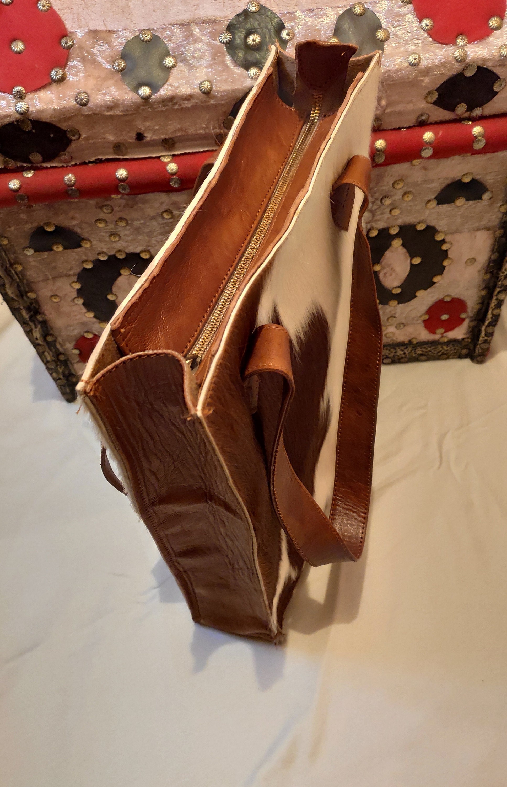 Real Cowhide Bag-100 % Natural Cow Skin brown Leather - Etsy
