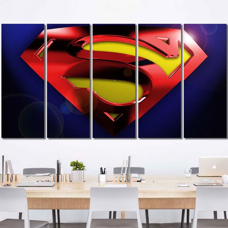 Wall Art With Frame DC Movie Super Hero Superman Comics Canvas Multi ...