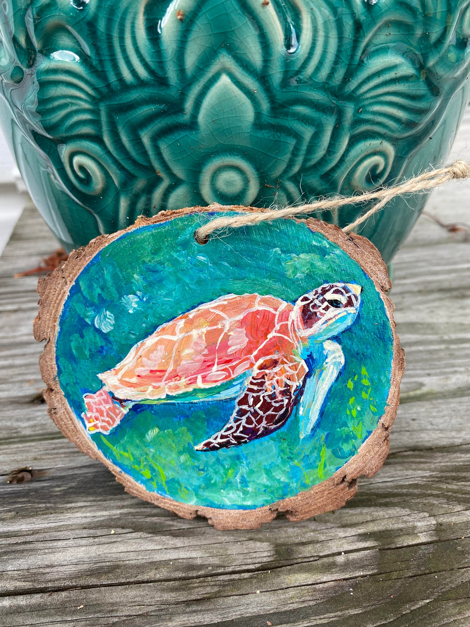 Hand Painted TURTLE Craft wood Ornament Amazing Gift - Etsy