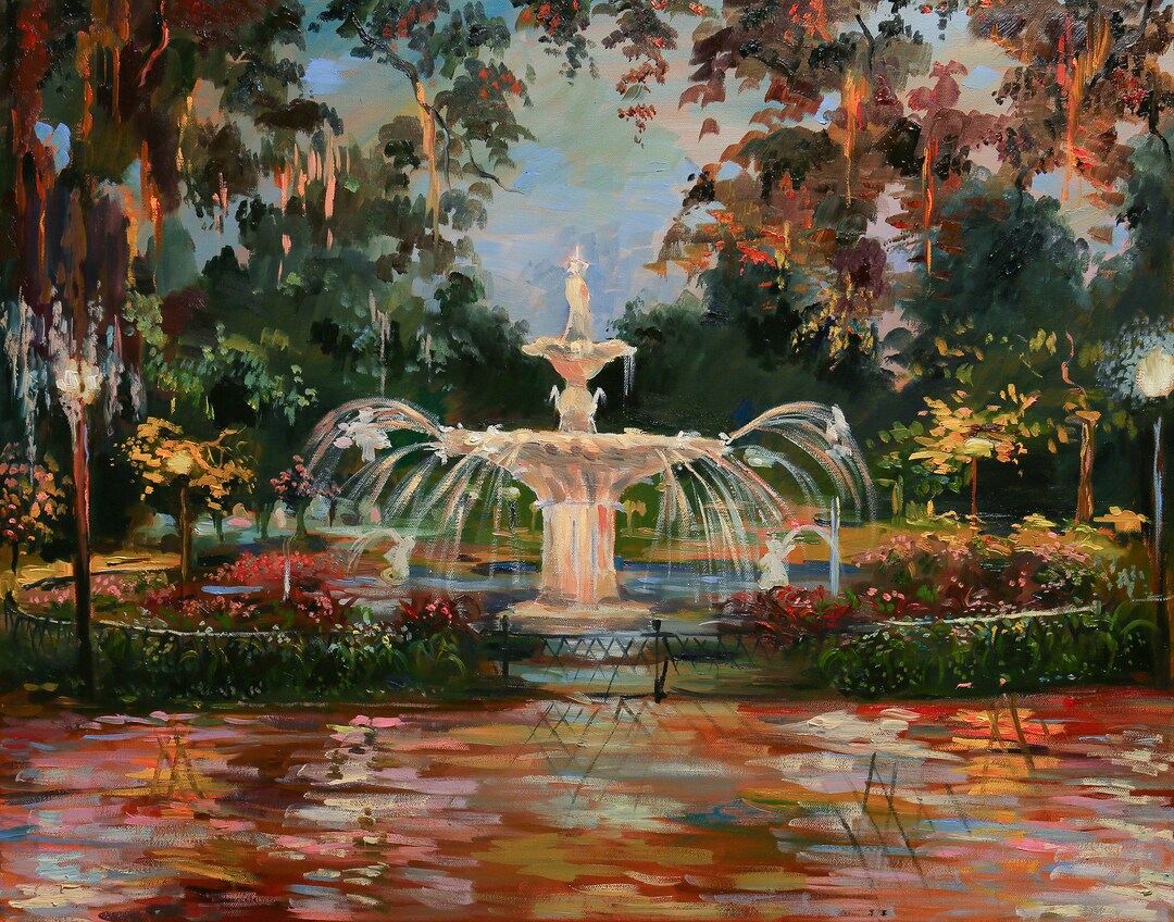 Forsyth Park, Savannah GA Oil on Canvas Original Home Decor Art ...