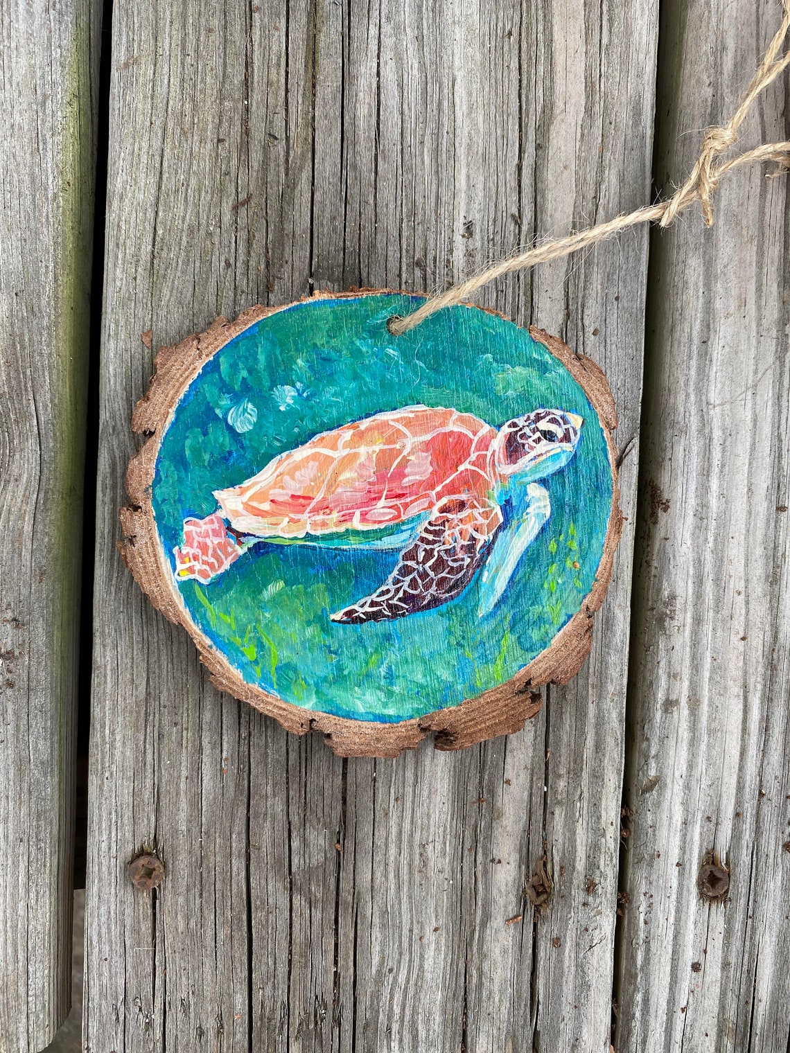 Hand Painted TURTLE Craft wood Ornament Amazing Gift - Etsy