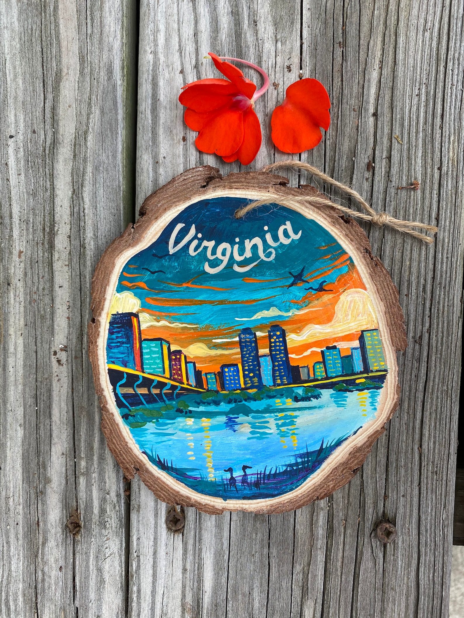 Hand Painted, VIRGINIA , Craft ,wood Ornament, Amazing Gift, Free ...