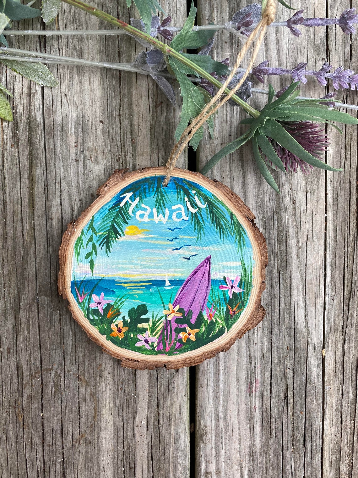 Hand Painted HAWAII Craft wood Ornament Amazing Gift Free - Etsy