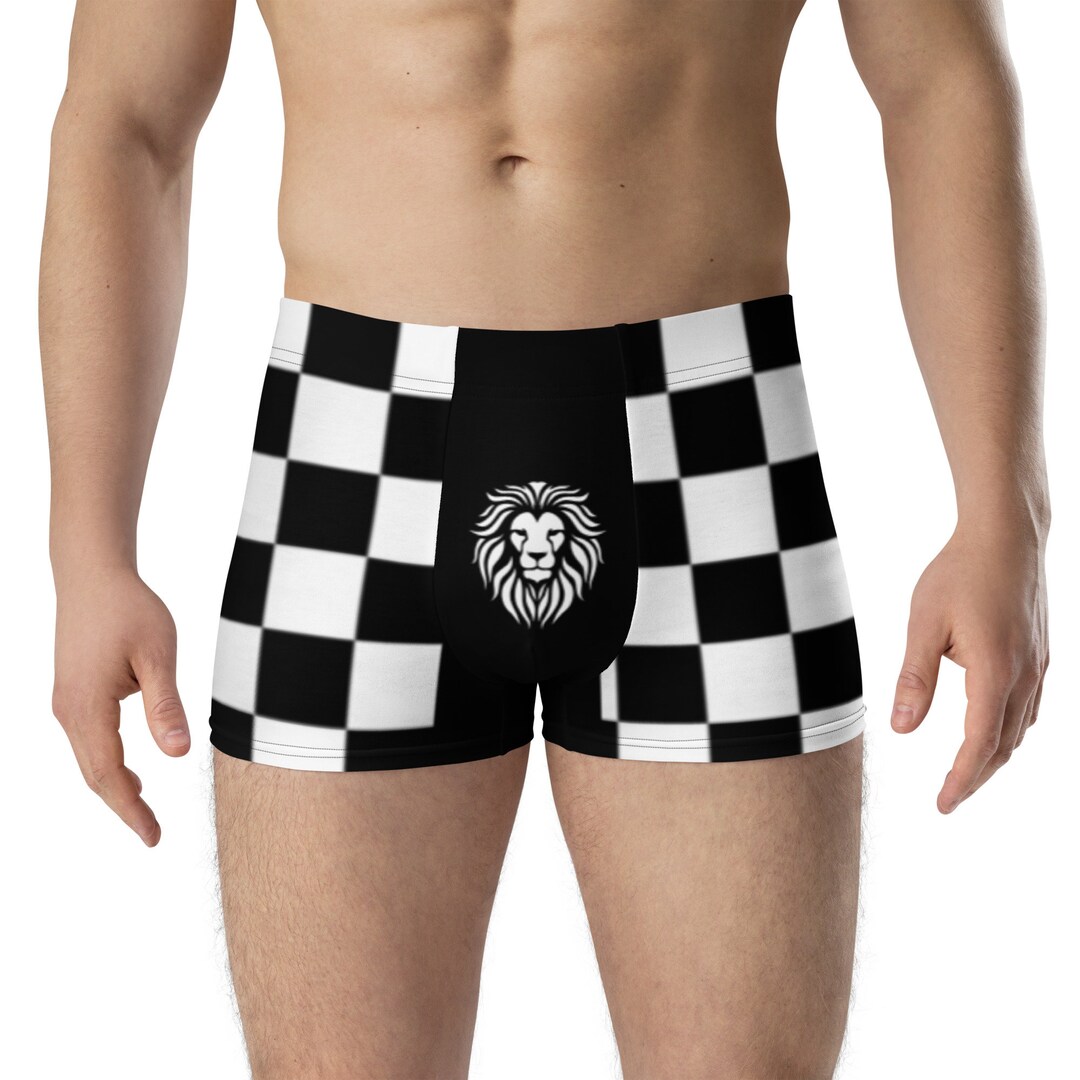 Lion's Head Black and White Checker Trunk Boxer Briefs - Etsy