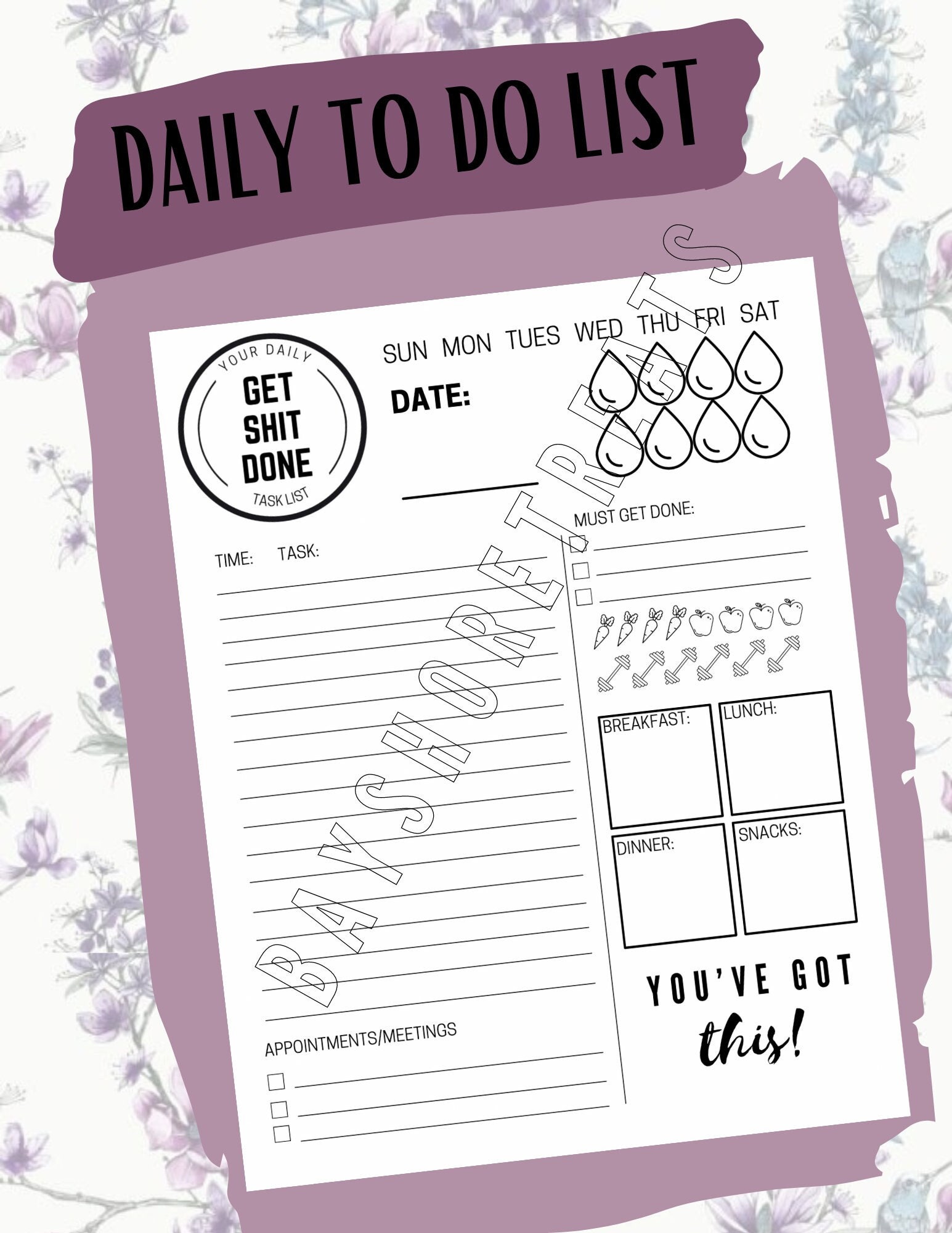 Get Sht Done to Do List Printable, Instant Download Daily Planner ...