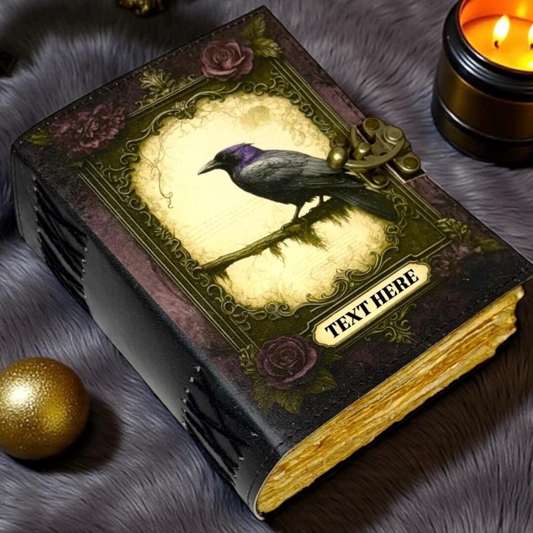 Personalized Raven Leather Grimoire – Handmade Witchcraft Journal, 400 ...
