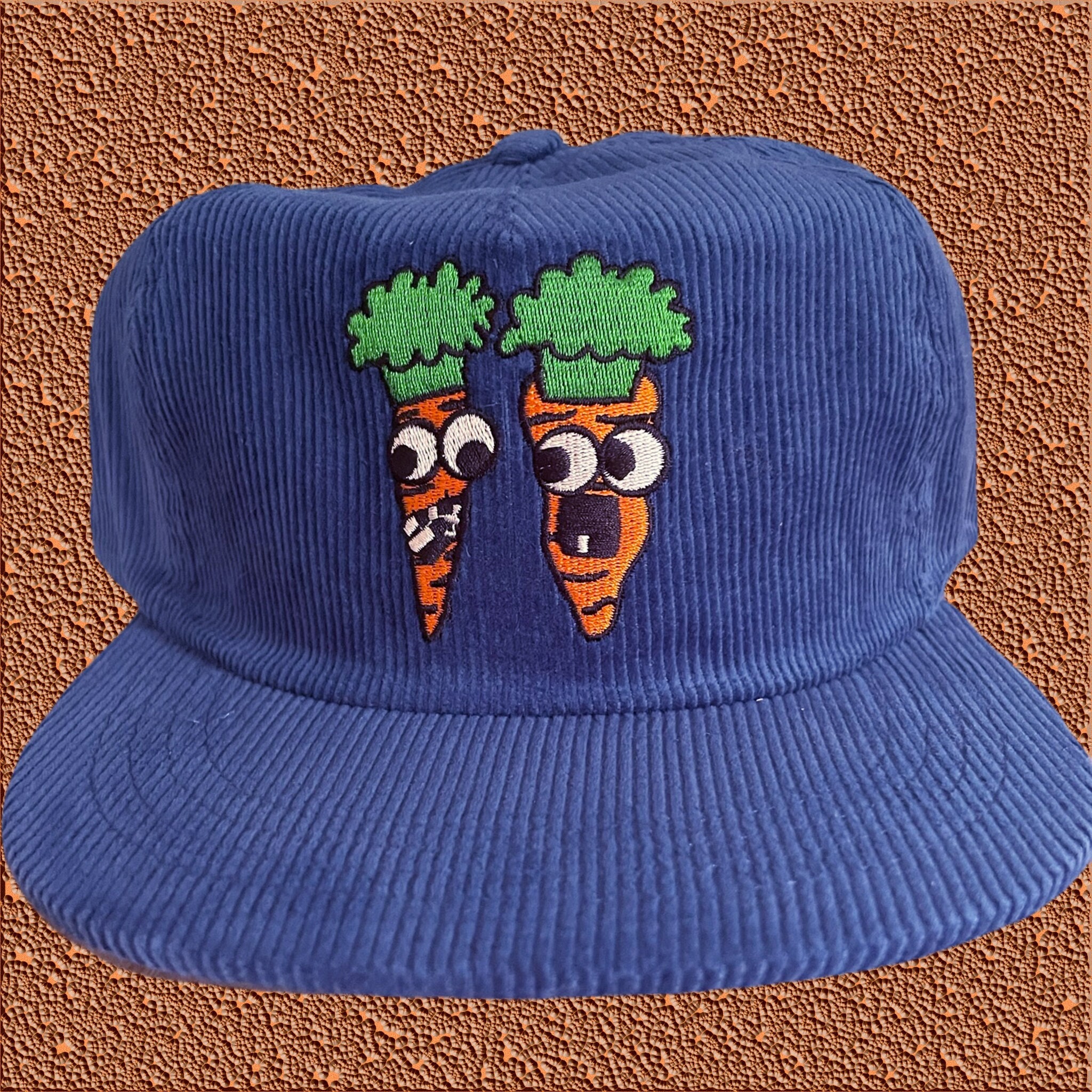 Blue Cotton Corduroy Embroidered 5 Panel Trucker Hat Cap Snapback ...