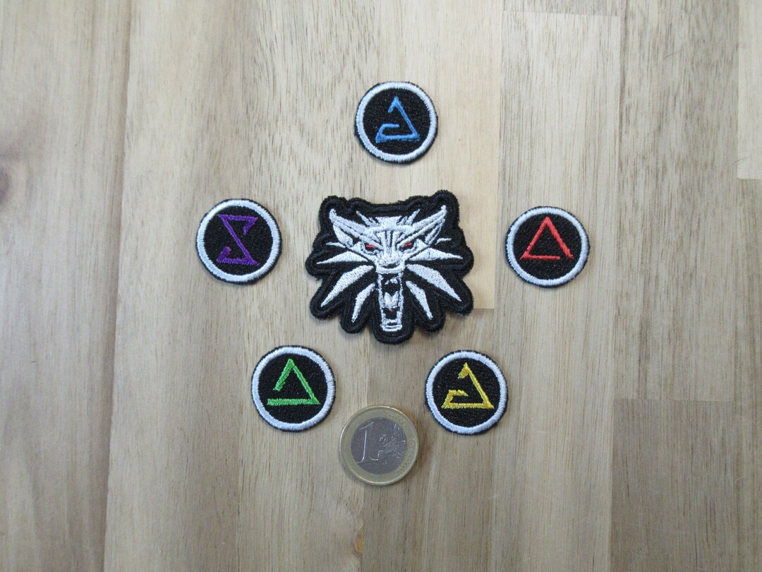 Little Witcher Patch Set (geralt Pendant & Alchemy Signs): Embroidered ...
