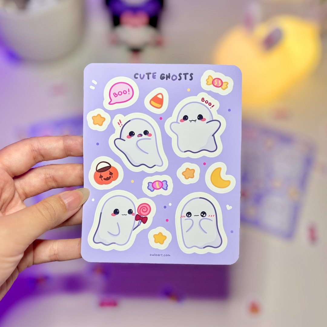 Cute Ghost Sticker Sheet | Water-resistant Matte Sticker | Halloween ...