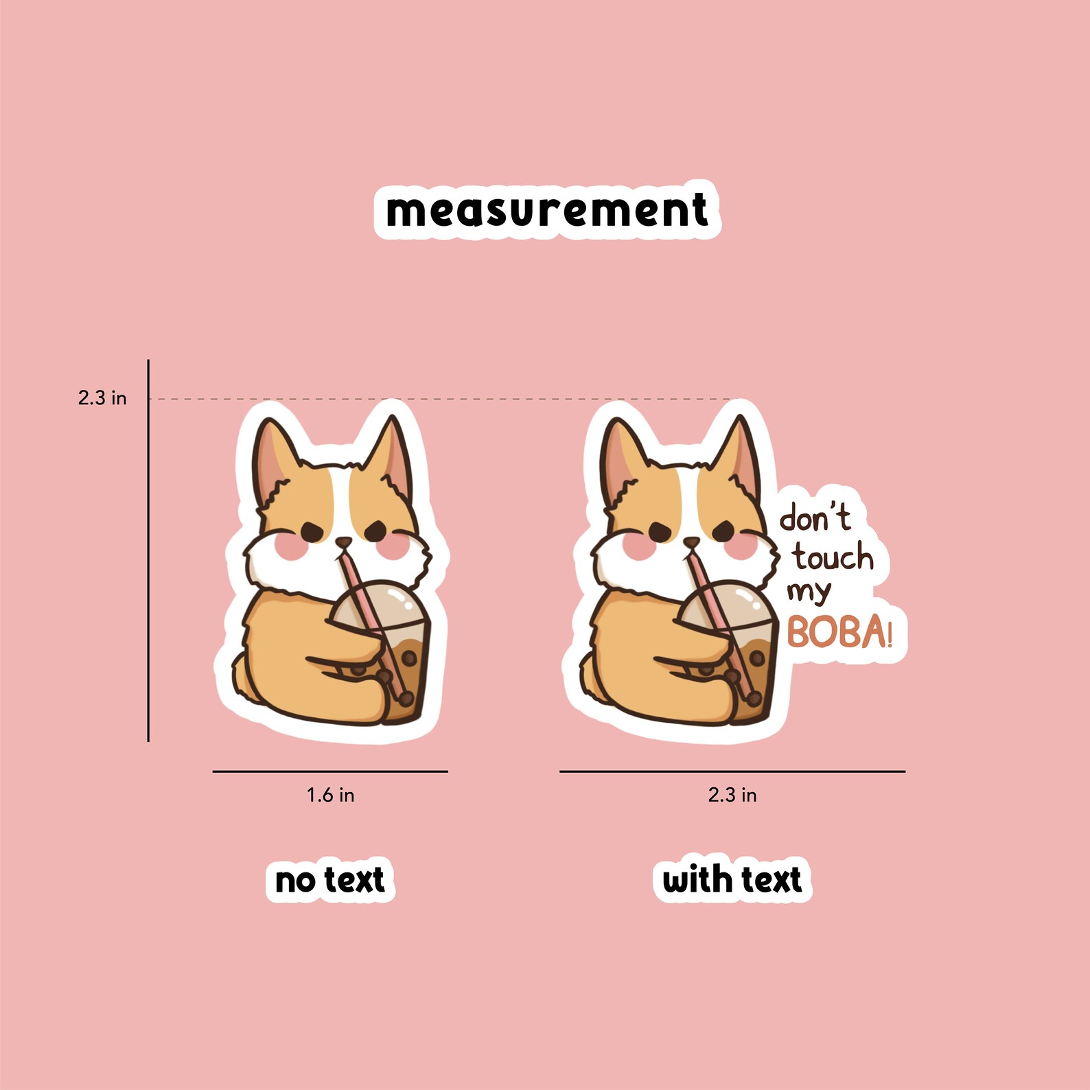 Cute Corgi Boba Sticker Don't Touch My Boba Die-cut - Etsy