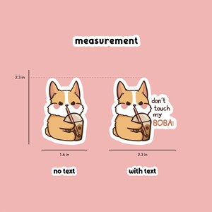 Cute Corgi Boba Sticker Don't Touch My Boba Die-cut Water-resistant ...