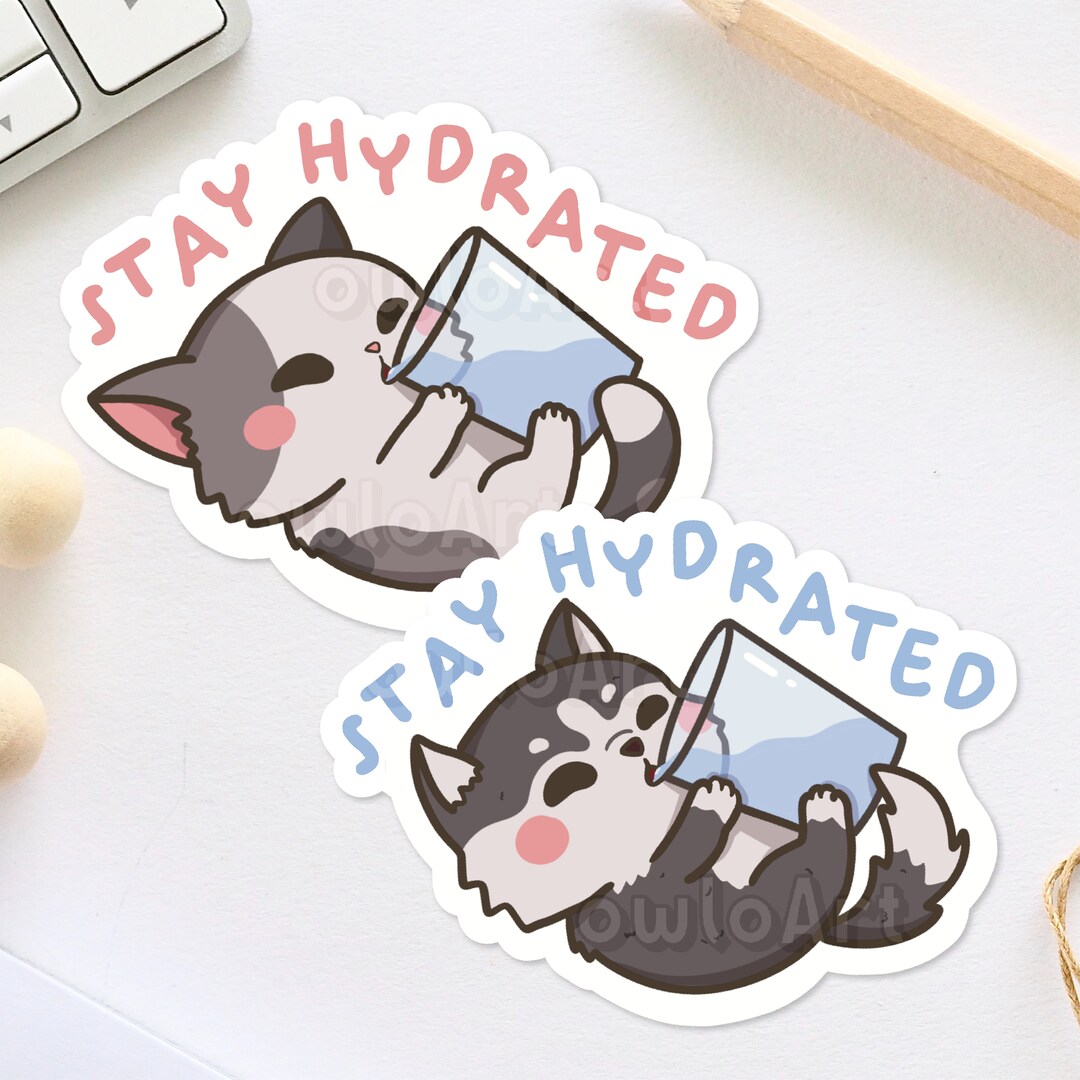 Stay Hydrated Cat and Dog Stickers | Waterproof Sticker | Stickers for ...