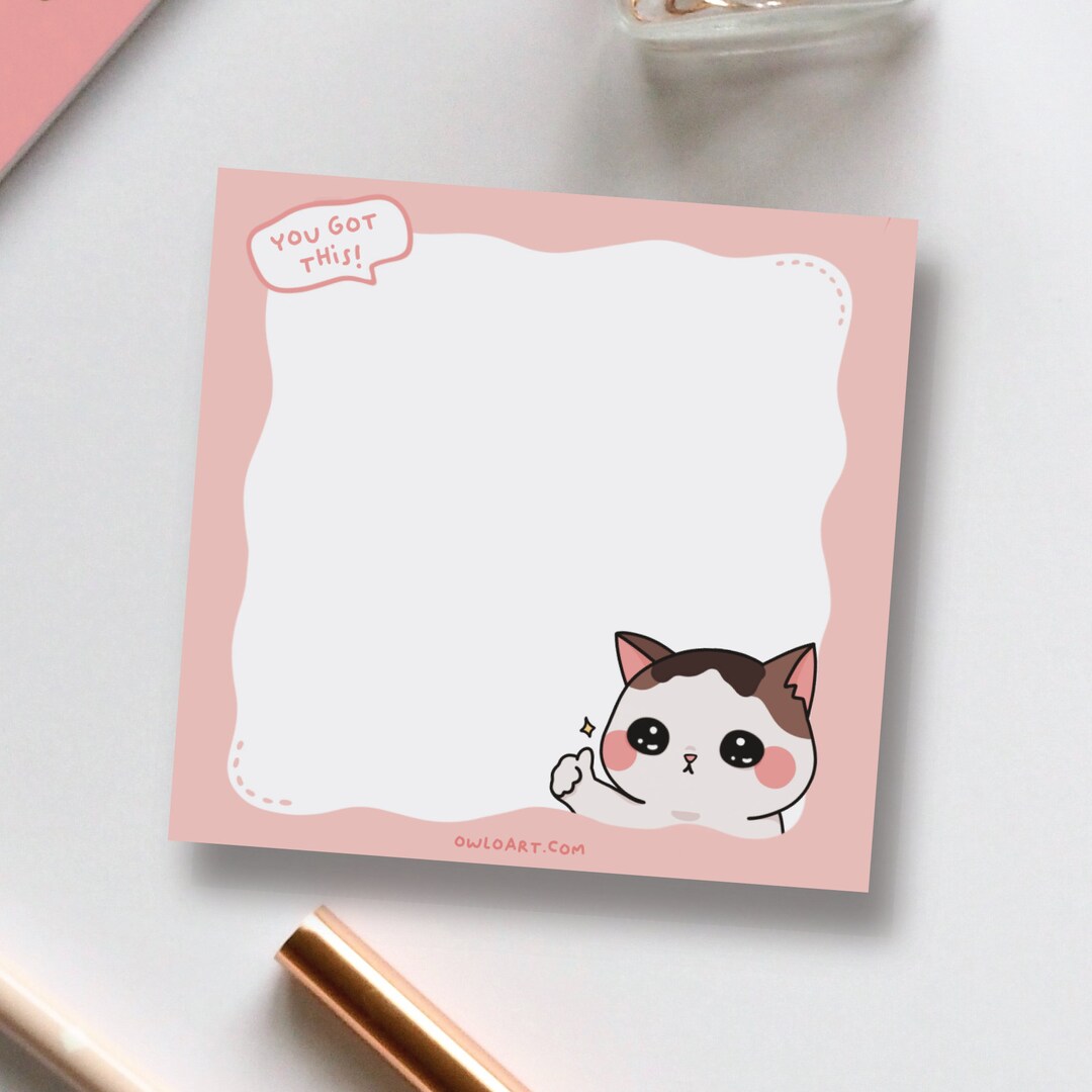 You Got This Sticky Notes | Thumb up Cat | Stationery | Memo Pads - Etsy