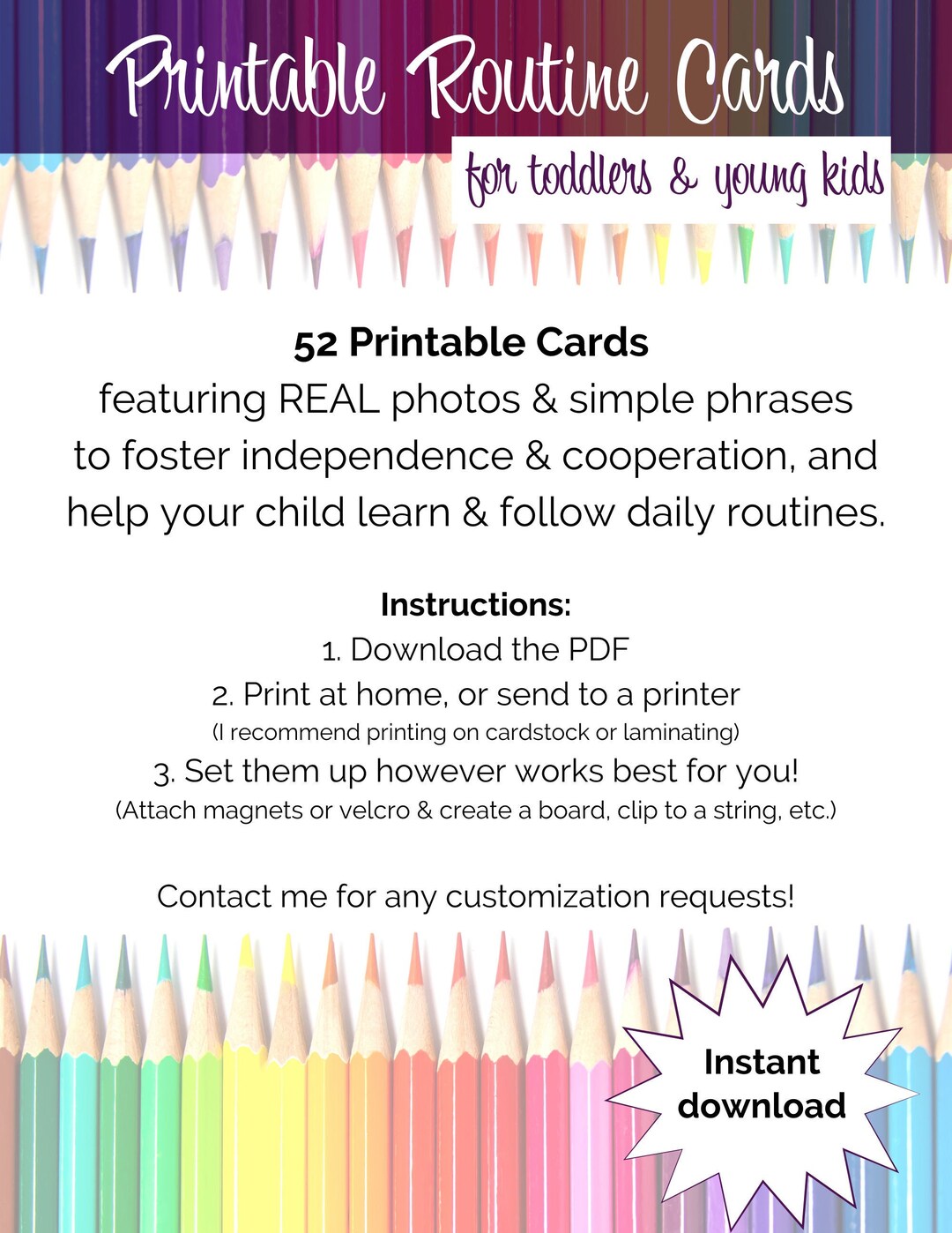 Printable Toddler Routine Cards | Printable Routine Cards for Toddlers ...