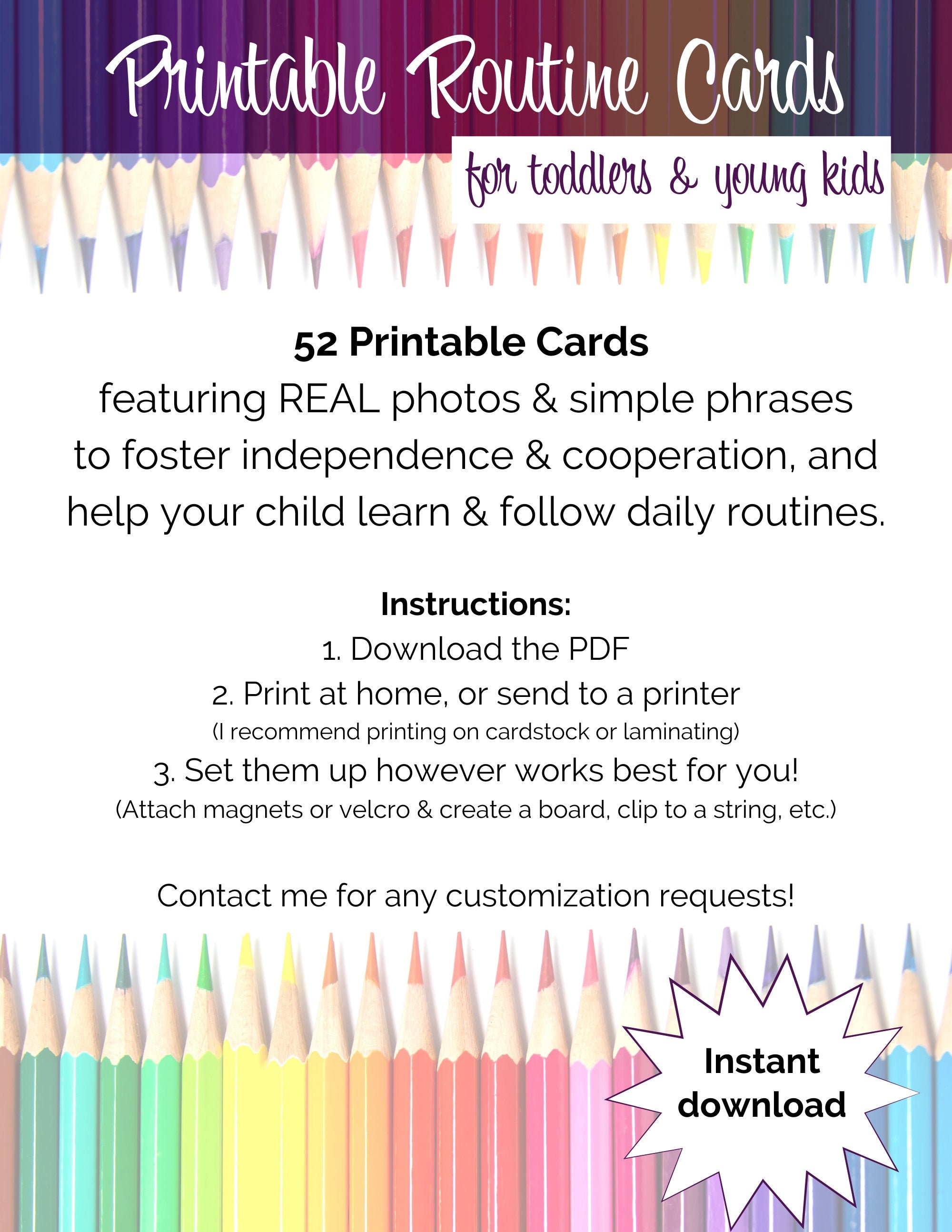 Printable Toddler Routine Cards | Printable Routine Cards for Toddlers ...