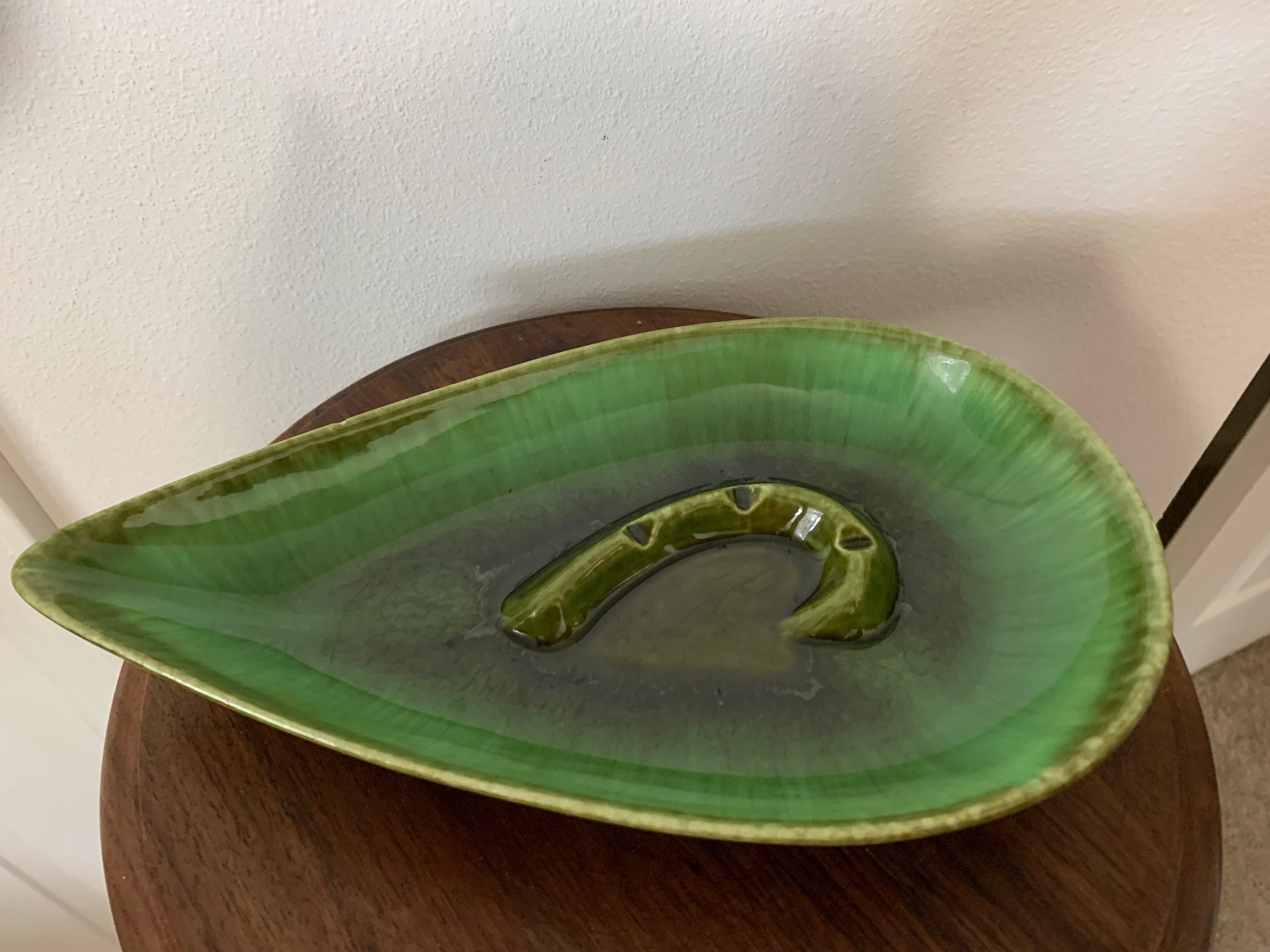 Retro Green Glazed Teardrop Ashtray - Ceramic Marked USA - Deforest of ...