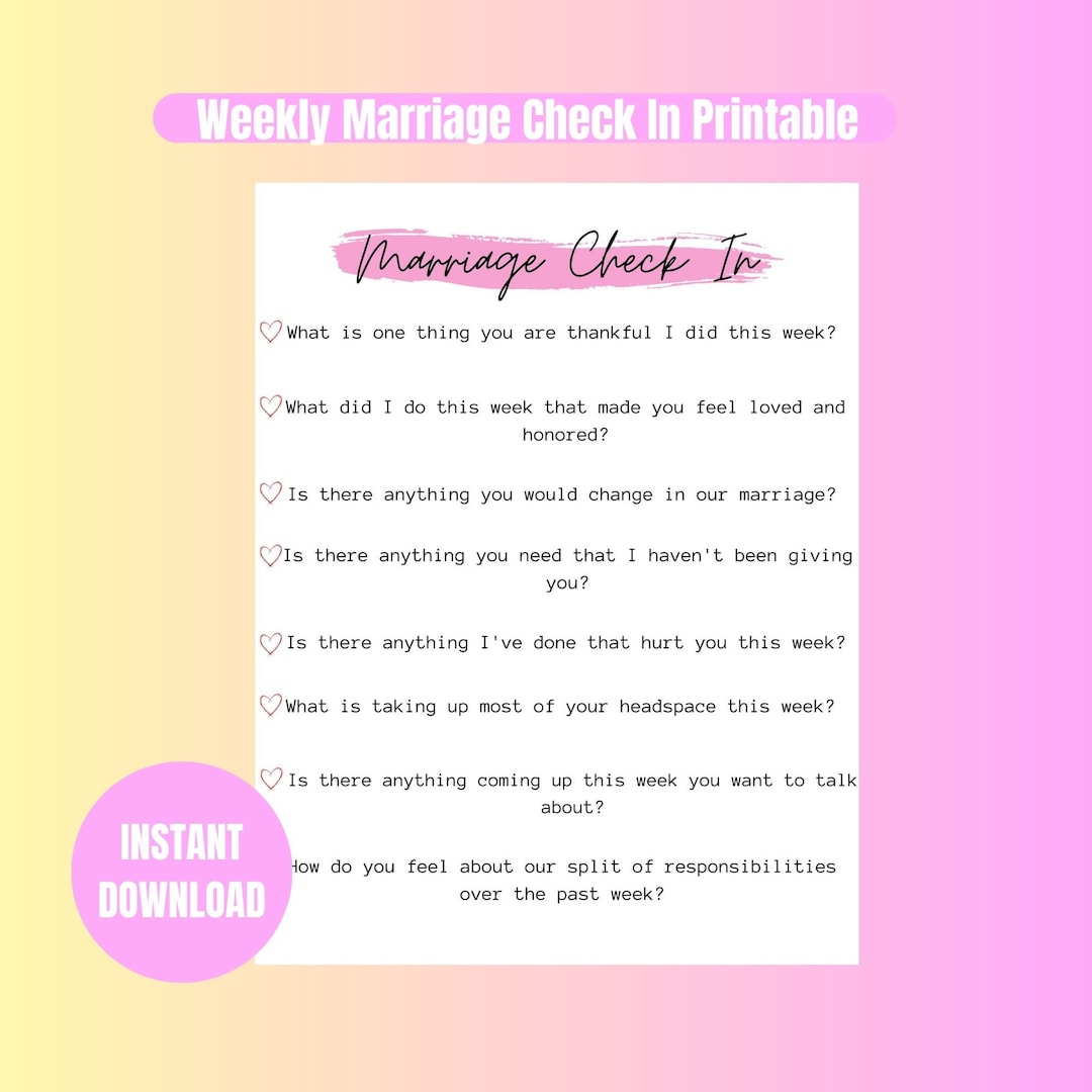 Marriage Check in Printable - Etsy