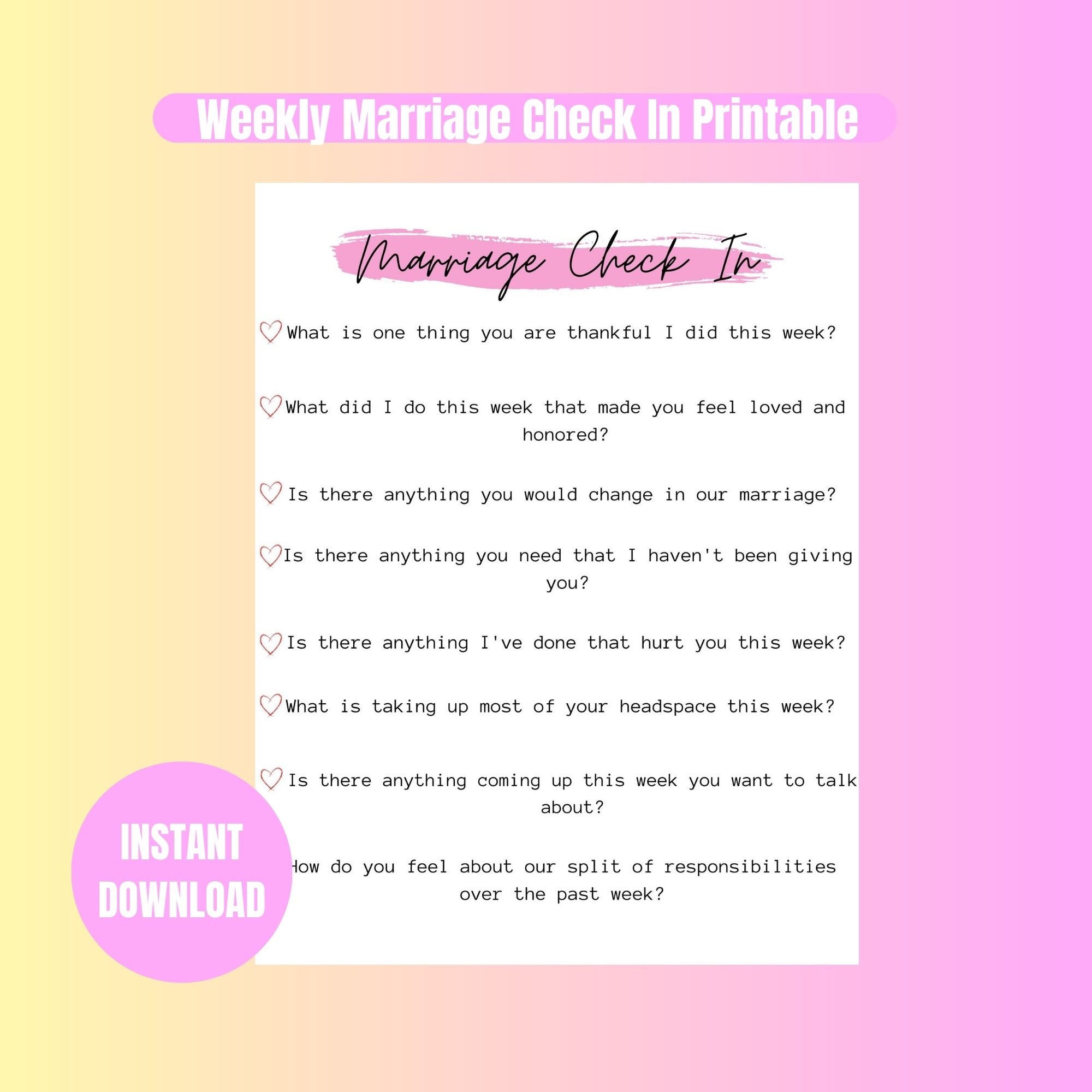 Marriage Check in Printable - Etsy