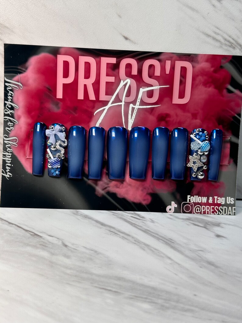 Metallic Bluez Press-on Nails - Etsy