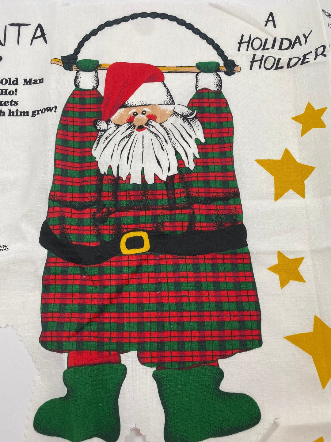 Swinging Santa Fabric Panel, Cut Sew Christmas Wall Panel Craft Project ...