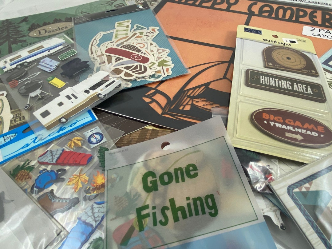 Camping Fishing Hunting Great Outdoors Scrapbook Pack, Papers, Stickers ...