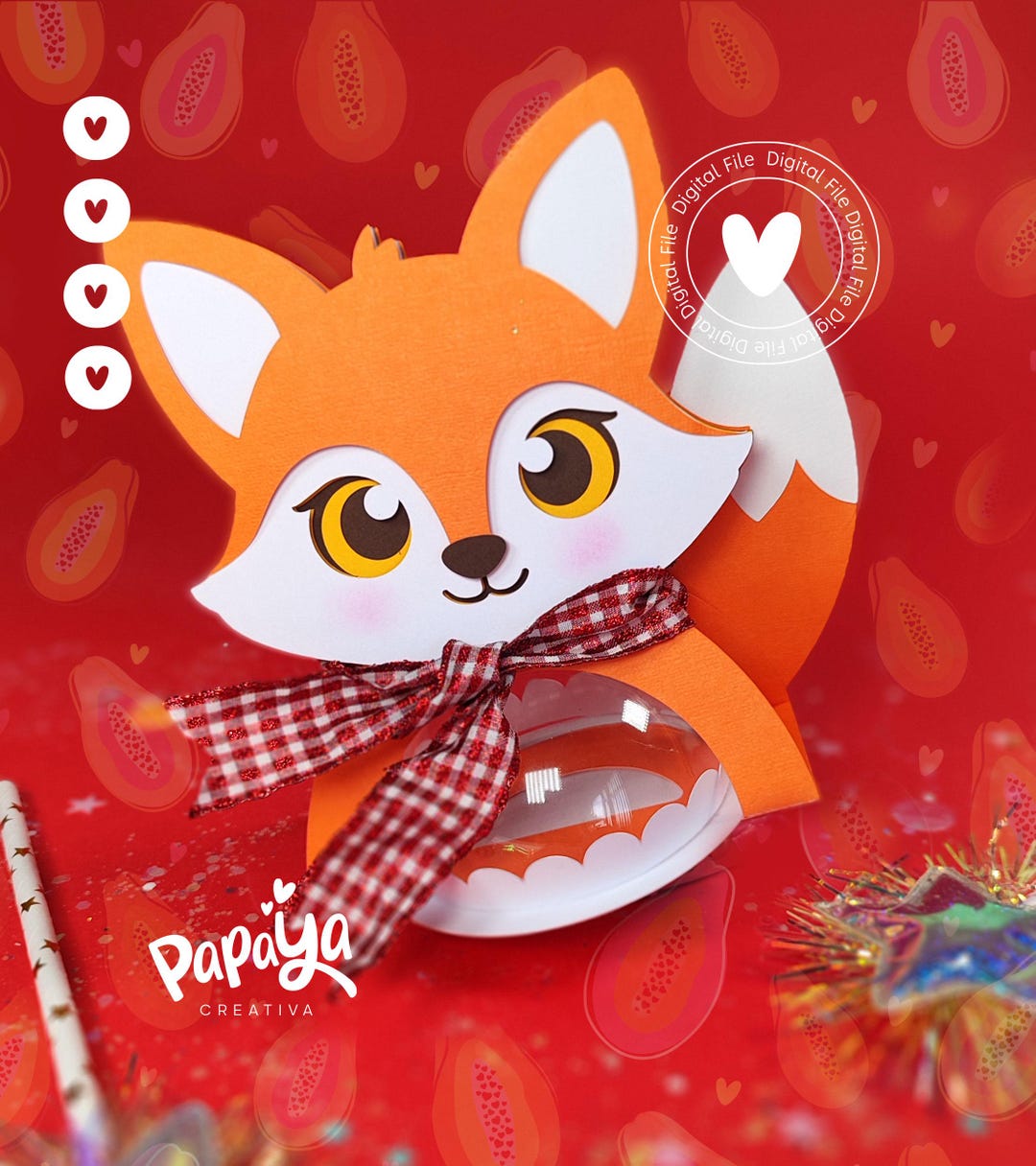 Cut File Adorable Fox Candy Holder/dome Size 8cm/ Open and Close System ...