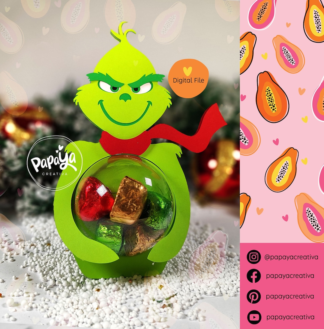 Cut File Grinch Candy Holder/ Dome Size 8cm/ Easy Open and Close System ...