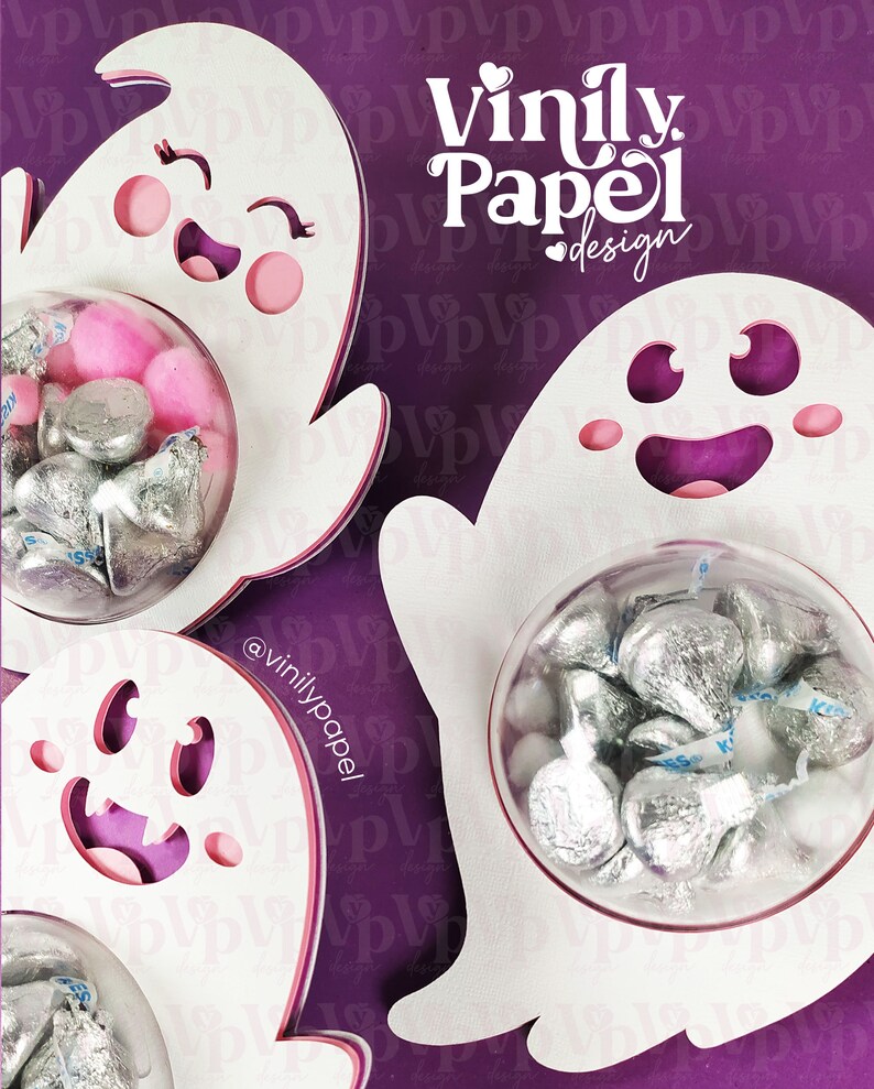 Cut File Set of 3 Adorable Ghosts Candy Holders/ Dome Size - Etsy