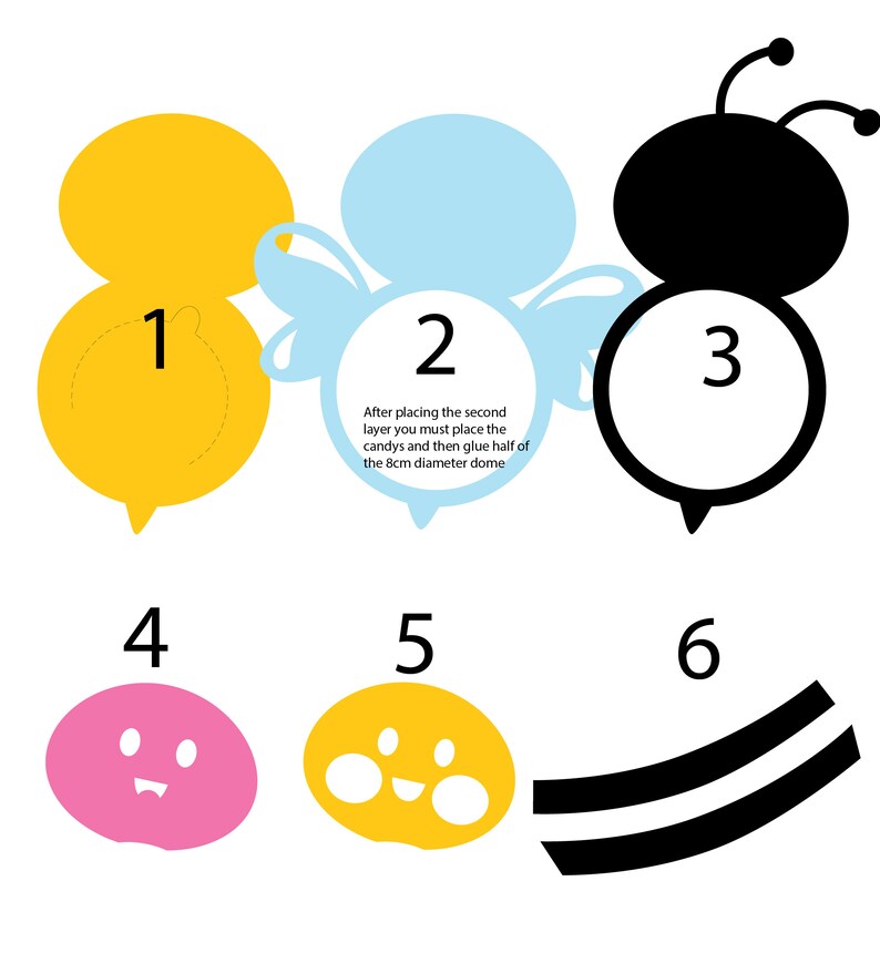 Adorable Bee Set DIGITAL FILES Candy Holder/ Dome Size 8cm *dashed ...
