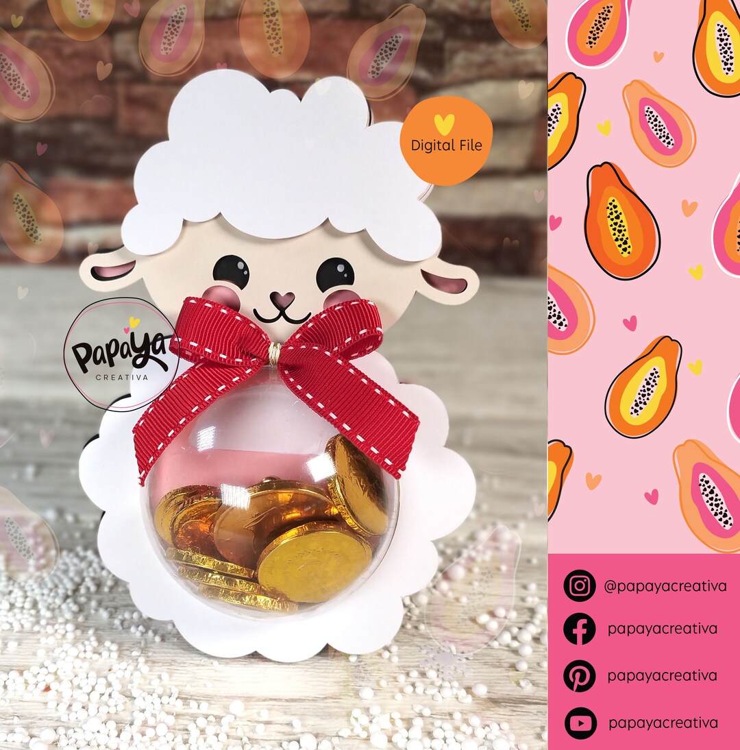 Cut File sheep Candy Holder/ dome size 8cm/ open and close system ...