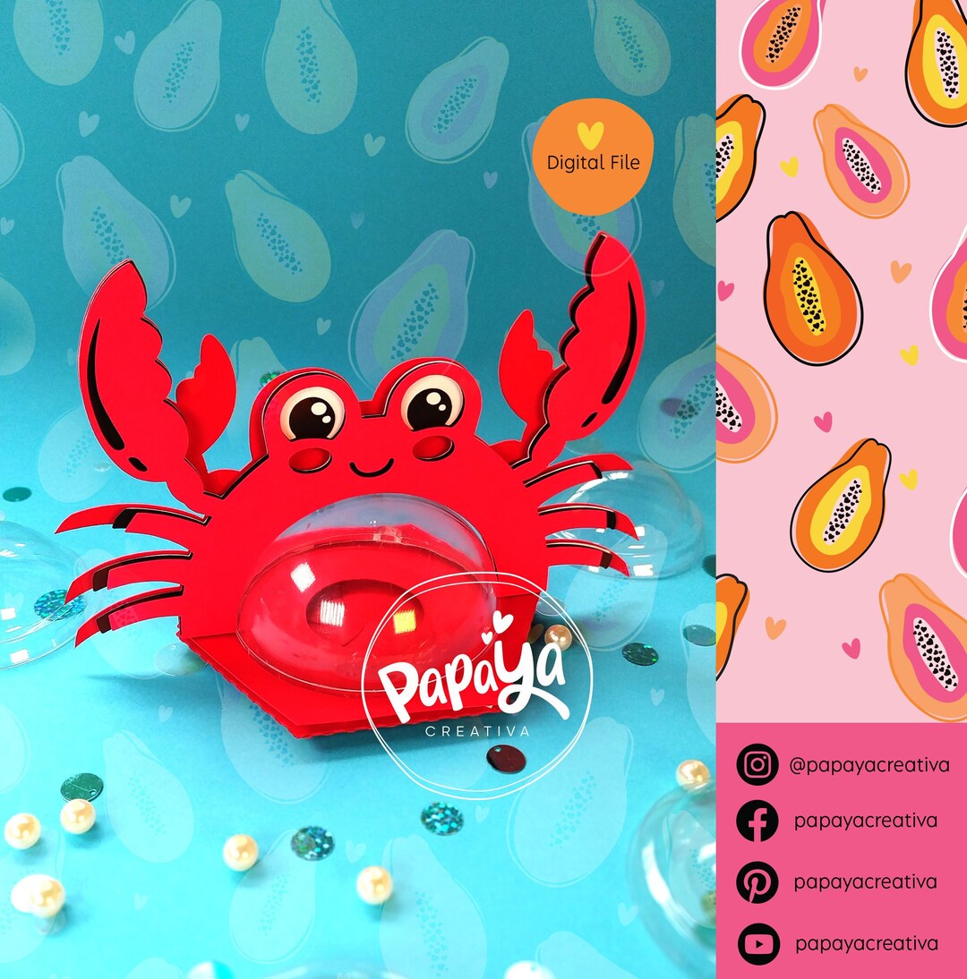 Crab DIGITAL FILE Candy Holder/ Dome Size 8cm/ Open and Close System - Etsy