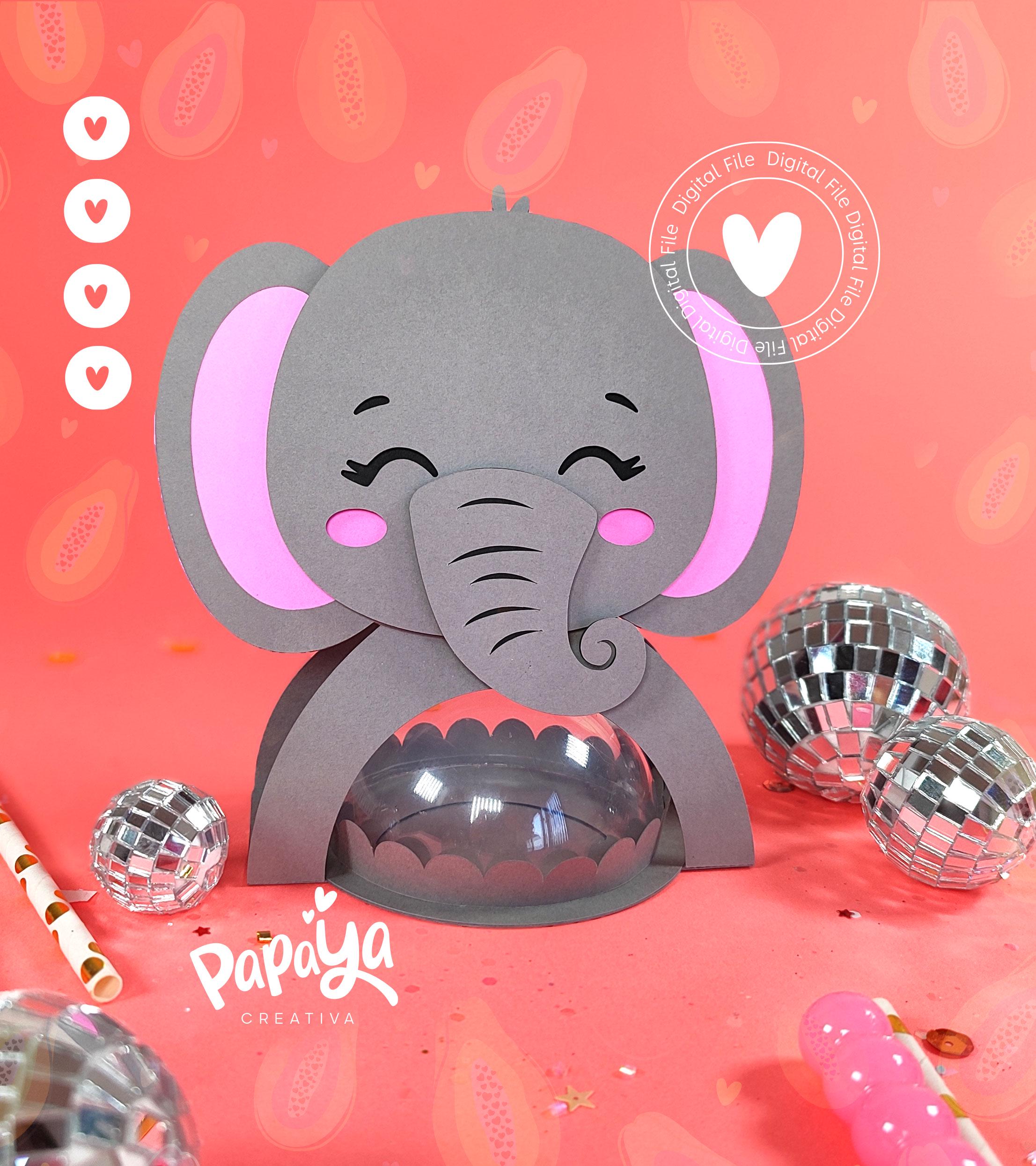 Elephants Set DIGITAL FILES Candy Holder /dome Size 8cm/ Open and Close ...