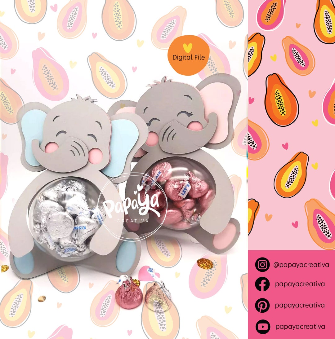 Elephants Set DIGITAL FILE Candy Holder/ Dome Size 8cm/*dashed Lines to ...